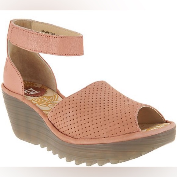 Fly London | Shoes | New Fly London Pink Perforated Leather Wedge ...